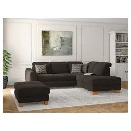 Sit & More Ecksofa SIT & MORE "Dundee L-Form" Sofas Gr. B/H/T: 263cm x 86cm x 219cm, Luxus-Microfaser Paris, Ottomane rechts, mit Kopfteilverstellung-mit Bettfunktion-mit Stauraum, braun (espresso) mit Federkern und Massivholzfüßen, wahlweise Kopfteilverstellung