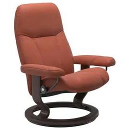 Relaxsessel stressless "Consul" Sessel Gr. Leder PALOMA, Classic Base Wenge, PlusTMSystem-Gleitsystem-Relaxfunktion-Drehfunktion-Kopfstützenverstellung-Rückteilverstellung, B/H/T: 76cm x 100cm x 71cm, rot (henna paloma) mit Classic Base, Größe M, Gestell Wenge