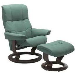 Relaxsessel stressless "Mayfair" Sessel Gr. Leder PALOMA, Classic Base Wenge, Relaxfunktion-Drehfunktion-PlusTMSystem-Gleitsystem, B/H/T: 88cm x 102cm x 77cm, grün (aqua green paloma) mit Hocker, Classic Base, Größe S, M & L, Gestell Wenge