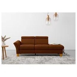 Recamiere Home Affaire "Lindgren" Sofas Gr. B/H/T: 206 cm x 84 cm x 93 cm, Struktur, Armlehne links, ohne TV-Funktion motorisch-ohne Bettkasten-ohne Kopfteilverstellung-ohne Federkern, rosegold (kupfer) wahlweise motorische TV-Funktion, Bettkasten und Kopfteilverstellung