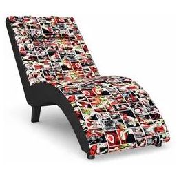 Relaxliege Max Winzer "build-a-chair Nova" Sofas Gr. B/H/T: 63cm x 84cm x 160cm, Flachgewebe, Korpus: Kunstleder schwarz-Füße: Schwarz, bunt (print by steffen kindt) inklusive Nackenkissen, zum Selbstgestalten