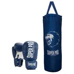 Boxsack SUPER PRO "Boxing Set Punch", blau (blau, weiß), Boxsäcke, B/H: 30cm x 90cm, B:30cm H:90cm Ø:30cm