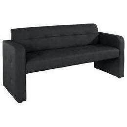 Polsterbank exxpo - SOFA FASHION "Barista" Sitzbänke Gr. B/H/T: 182cm x 82cm x 68cm, Lederfaserstoff, 3er Bank, schwarz Frei im Raum stellbar