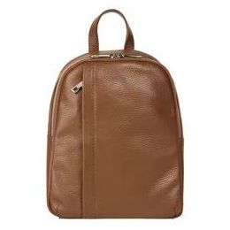 Cityrucksack Samantha Look Gr. H/T: 29cm x 9cm, braun (cognac) Rucksäcke Echt Leder, Made in Italy