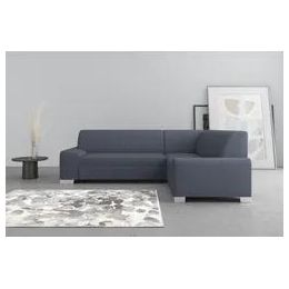 Ecksofa DOMO collection "Anzio L-Form" Sofas Gr. B/H/T: 259cm x 85cm x 191cm, Feinstruktur, langer Schenkel links, Mit Bettfunktion-Mit Federkern, blau Wahlweise mit Bettfunktion und Federkern