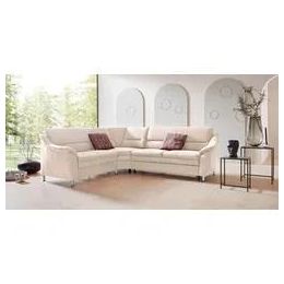 Ecksofa Places of Style "Cardoso L-Form" Sofas Gr. B/H/T: 260cm x 90cm x 230cm, Luxus-Microfaser ALTARA NUBUCK, langer Schenkel rechts, mit Bettfunktion-mit Schublade-mit Relaxfunktion, beige (creme) mit Trapezecke für mehr Sitzkomfort, wahlweise auch Bettfunktion