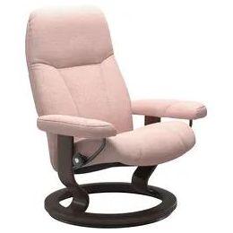 Relaxsessel stressless "Consul" Sessel Gr. ROHLEDER Stoff Q2 FARON, Classic Base Wenge, PlusTMSystem-Gleitsystem-Relaxfunktion-Drehfunktion-Kopfstützenverstellung-Rückteilverstellung, B/H/T: 72cm x 94cm x 70cm, pink (light q2 faron) mit Classic Base, Größe S, Gestell Wenge