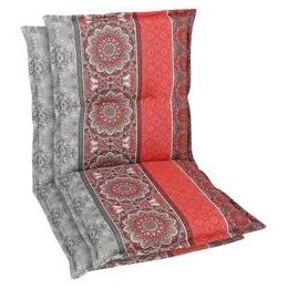 Sesselauflage GO-DE "Niederlehner", rot (rot, grau), B:100cm H:8cm T:50cm, Bezug: 65% Polyester, 35% Baumwolle, Polsterauflagen