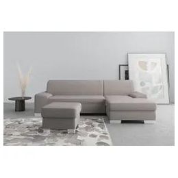 Ecksofa DOMO collection "Anzio L-Form" Sofas Gr. B/H/T: 271cm x 85cm x 160cm, Feinstruktur, Recamiere rechts, Ohne Funktion-Mit Federkern, braun (schlamm) wahlweise mit Bettfunktion und Federkern