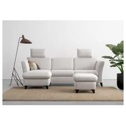 Ecksofa Home Affaire "Trelleborg L-Form" Sofas Gr. B/H/T: 249 cm x 86 cm x 162 cm, Feincord, Recamiere links, ohne Bettfunktion-ohne Bettkasten, silberfarben (silber) wahlweise mit Bettfunktion und Bettkasten, inkl. Federkern-Polsterung