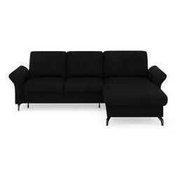 Ecksofa Places of Style "Calando L-Form" Sofas Gr. B/H/T: 258 cm x 91 cm x 165 cm, Struktur weich, mega-Recamiere rechts, mit Bettfunktion-mit Bettkasten-mit Armteilverstellung, schwarz wahlweise mit Bettfunktion, Bettkasten und Armteilfunktion