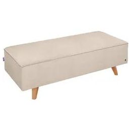 Hocker Tom Tailor HOME "NORDIC CHIC" Gr. B/H/T: 137cm x 42cm x 61cm, Samtstoff STC, beige (ivory stc 1) Polsterhocker mit Kedernaht, Breite 137 cm, Füße Buche natur