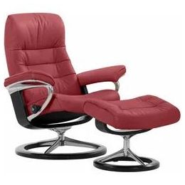 Relaxsessel stressless "Opal", rot (cherry), B:79cm H:99cm T:71cm, Leder PALOMA: durchgefärbtes Semianilin-Möbelleder, Leder BATICK: durchgefärbtes und genarbtes Möbelleder, Sessel, mit Signature Base, Größe S, mit Schlaffunktion