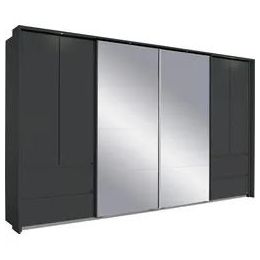 Dreh-/Schwebetürenschrank Rauch "Fulda" Schränke Gr. B/H/T: 368 cm x 214 cm x 64 cm, Passepartout mit Beleuchtung, 6 St., grau (graumetallic) Drehtürenschrank Kleiderschrank Schwebetürenschrank Schränke mit Synchronöffnung und inkl. Passepartout