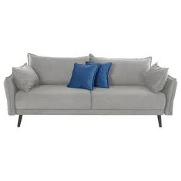 Schlafsofa Inosign "Asra" Sofas Gr. B/H/T: 228cm x 95cm x 104cm, Samtvelours, mit Bettfunktion-mit Bettkasten, grau (grau/anthrazit) incl. Bettfunktion und Bettkasten, Seitentasche im Armteil, Federkern