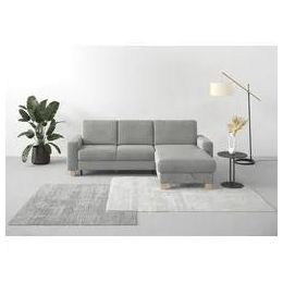 Ecksofa Home Affaire "Summer L-Form" Sofas Gr. B/H/T: 249 cm x 91 cm x 164 cm, Breitcord, Recamiere rechts, mit Bettfunktion-mit Bettkasten-ohne Federkern, silberfarben (silber) mit Recamiere, oder ohne Bettfunktion und Bettkasten, Cord-Bezug