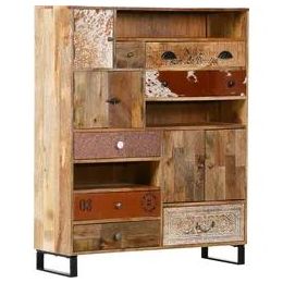 Highboard GUTMANN FACTORY "Bounce" Sideboards Gr. B/H/T: 105cm x 130cm x 38cm, 7 St., bunt (natur/bunt) Stauraumschrank aus massiven Altholz Mango mit verzierten Fronten