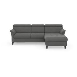 Sit & More Ecksofa SIT&MORE "Marano L-Form" Sofas Gr. B/T: 257 cm x 166 cm, Soft clean, mega-Recamiere rechts, ohne Bettfunktion-ohne Bettkasten-inklusive Kopfteilverstellung-Fußfarbe: matt schwarz, grau inklusive Kopfteilverstellung, wahlweise mit Bettfunktion, Bettkasten