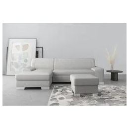 Ecksofa DOMO collection "Anzio L-Form", grau (hellgrau), B:271cm H:85cm T:160cm, Sofas, wahlweise mit Bettfunktion und Federkern