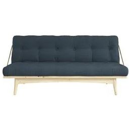 Schlafsofa KARUP DESIGN "Folk" Sofas Gr. B/H/T: 190cm x 90cm x 130cm, Gestell: Natur, blau (petrolblau) aus massiven Kiefernholz, inkl. Futonmatratze