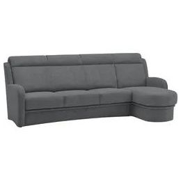 Ecksofa VILLA BECK "Varese L-Form" Sofas Gr. B/H/T: 256cm x 102cm x 83cm, Microfaser-Flock, Longchair rechts, mit Bettkasten, grau (7 anthrazit) Kopfteilverstellung, wahlweise mit Sitzvorzug, in Sitzhöhe 49 cm