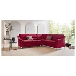 Ecksofa Places of Style "Cardoso L-Form" Sofas Gr. B/H/T: 260cm x 90cm x 230cm, Luxus-Microfaser ALTARA NUBUCK, langer Schenkel links, mit Bettfunktion-mit Schublade-mit Relaxfunktion, rot (bordeaux) mit Trapezecke für mehr Sitzkomfort, wahlweise auch Bettfunktion