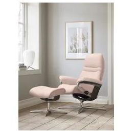 Relaxsessel stressless "Sunrise" Sessel Gr. ROHLEDER Stoff Q2 FARON, Cross Base Wenge, Relaxfunktion-Drehfunktion-PlusTMSystem-Gleitsystem-BalanceAdaptTM, B/H/T: 83cm x 105cm x 74cm, pink (light q2 faron) mit Hocker, Cross Base, Größe S, M & L, Holzakzent Wenge