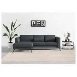 Sit & More Ecksofa SIT & MORE "Lindholm L-Form" Sofas Gr. B/H/T: 262cm x 88cm x 171cm, Soft clean, Recamiere links, mit Sitztiefenverstellung, grau (dunkelgrau) mit Sitztiefenverstellung und Federkern