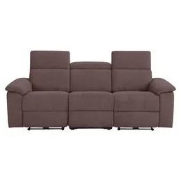 3-Sitzer Home Affaire "Binado" Sofas Gr. B/T: 211cm x 99cm, Webstoff, mit motorischer Relaxfunktion-mit USB-Anschluss, braun mit manueller oder elektrischer Relaxfunktion USB-Anschluss