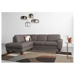 Ecksofa Home Affaire "Vision L-Form" Sofas Gr. B/H/T: 240cm x 90cm x 215cm, Luxus-Microfaser Lederoptik, Ottomane links, ohne Bettfunktion-ohne Stauraum, grau (anthrazit) wahlweise mit Bettfunktion und Stauraum, auch in Easy Care-Bezug