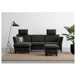 Ecksofa Home Affaire "Trelleborg L-Form" Sofas Gr. B/H/T: 249 cm x 86 cm x 162 cm, Feincord, Recamiere links, mit Bettfunktion-mit Bettkasten, grau (anthrazit) wahlweise mit Bettfunktion und Bettkasten, inkl. Federkern-Polsterung