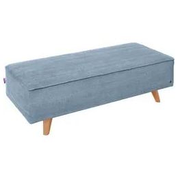 Hocker Tom Tailor HOME "NORDIC CHIC" Gr. B/H/T: 137cm x 42cm x 61cm, Vintage Webstoff TUS, blau (sky tus 6) Polsterhocker mit Kedernaht, Breite 137 cm, Füße Buche natur