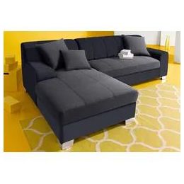 Ecksofa Inosign "Turah incl. Zierkissen, moderne Steppung, auch in Leder" Sofas Gr. B/H/T: 239cm x 75cm x 82cm, Kunstleder SOFTLUX-Struktur, Recamiere links, mit Bettfunktion, schwarz (schwarz/schlamm) wahlweise mit Bettfunktion, Schlafsofa, BTH: 23915275 cm, L-Form