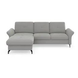 Ecksofa Places of Style "Calando L-Form" Sofas Gr. B/H/T: 258 cm x 91 cm x 165 cm, Struktur weich, mega-Recamiere links, ohne Bettfunktion-ohne Bettkasten-ohne Armteilverstellung, silberfarben (silber) wahlweise mit Bettfunktion, Bettkasten und Armteilfunktion