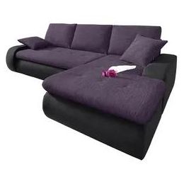 Ecksofa Trendmanufaktur "Indie, L-Form" Sofas Gr. B/H/T: 246cm x 86cm x 155cm, Microfaser PRIMABELLE-Struktur, Recamiere rechts, mit Bettfunktion-XL, lila (schwarz/lila/grau) wahlweise XL oder XXL