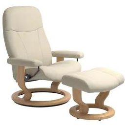 Relaxsessel stressless "Garda" Sessel Gr. Leder BATICK, B/H/T: 76cm x 100cm x 71cm, beige (cream batick) mit Hocker, Classic Base, Größe M, Gestell Eichefarben Bestseller