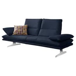 2-Sitzer W.Schillig "broadway" Sofas Gr. B/H/T: 216cm x 94cm x 96cm, Longlife Xtra-Leder Z59, Longchair links, mit Sitztiefenverstellung-ohne Kopfteilverstellung-ohne Seitenteilverstellung, blau (blau z59) Sitztiefenverstellung, Kopfteil- & Seitenteilverstellung, Breite 216cm