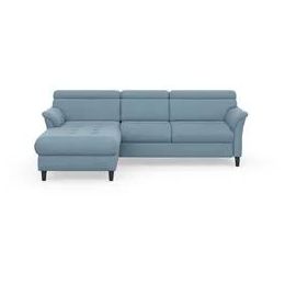 Sit & More Ecksofa SIT&MORE "Marano L-Form" Sofas Gr. B/T: 257 cm x 166 cm, Soft clean, mega-Recamiere links, ohne Bettfunktion-ohne Bettkasten-inklusive Kopfteilverstellung-Fußfarbe: matt schwarz, blau (hellblau) inklusive Kopfteilverstellung, wahlweise mit Bettfunktion, Bettkasten