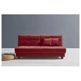 ell+ell Schlafsofa ELL + "Tilda" Sofas Gr. B/H/T: 185cm x 90cm x 100cm, Flachgewebe, Kaltschaum, ohne Relaxfunktion, rot (marsala) Breite 185 cm, inkl. 2 Zierkissen