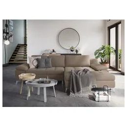 Sit & More Ecksofa SIT & MORE "Latigo L-Form" Sofas Gr. B/T: 290cm x 163cm, Flachgewebe, mega-Recamiere rechts, mit Bettfunktion-mit Bettkasten, braun (macchiato) mit Mega-Recamiere, wahlweise Bettfunktion und Bettkasten