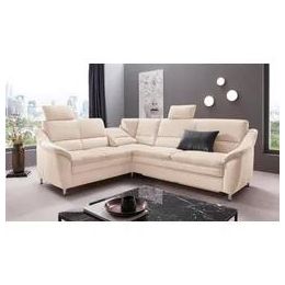 Ecksofa Places of Style "Cardoso L-Form", beige (creme), B:249cm H:90cm T:209cm, Luxus-Microfaser Lederoptik (100% Polyester), Luxus-Microfaser (100% Polyester), Luxus-Microfaser ALTARA NUBUCK (100% Polyester), Struktur (100% Polyester), Sofas, Federkern, wahlweise mit Bett, Schubkasten, teilweise Relaxfunktion