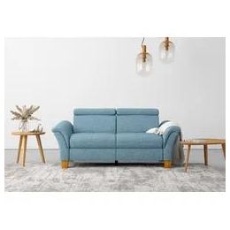 2,5-Sitzer Home Affaire "Lindgren" Sofas Gr. B/H/T: 185 cm x 84 cm x 93 cm, Struktur, mit beidseitiger TV-Funktion motorisch-mit Kopfteilverstellung-mit Federkern, blau (eisblau) wahlweise mit TV-Funktion, links oder beidseitig, Kopfteilverstellung