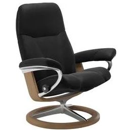 Relaxsessel stressless "Consul", schwarz (schwarz paloma), B:91cm H:102cm T:79cm, Leder BATICK: BATICK ist ein leicht korrigiertes, durchgefärbtes und genarbtes Möbelleder, bei dem die meisten Unebenheiten und Spuren in der Regel entfernt wurden., Leder PALOMA: PALOMA ist ein durchgefärbtes Semianilin-Möbelleder mit natürlicher Narbung., ROHLEDER Stoff Q2 FARON: Ein fester zuverlässiger Bouclu00e9