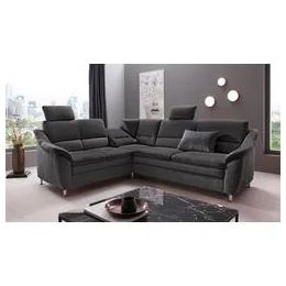 Ecksofa Places of Style "Cardoso L-Form" Sofas Gr. B/H/T: 249cm x 90cm x 209cm, Luxus-Microfaser Lederoptik, langer Schenkel rechts, ohne Funktion, grau (anthrazit) Federkern, wahlweise mit Bett, Schubkasten, teilweise Relaxfunktion