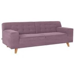 2,5-Sitzer Tom Tailor HOME "NORDIC CHIC" Sofas Gr. B/H/T: 206cm x 77cm x 91cm, Vintage Webstoff TUS, lila (soft purple tus 38) im Retrolook, Füße Buche natur