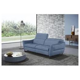 2,5-Sitzer Egoitaliano "Dafne" Sofas Gr. B/H/T: 208cm x 97cm x 108cm, Luxus-Microfaser Lederoptik, ohne elektrische Relaxfunktion, blau (hellblau) mit und ohne elektrischer Relaxfunktion, Kopfteile manuell verstellbar