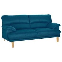 3-Sitzer Trendmanufaktur "Cecilia, Sofa in italienischem Design" Sofas Gr. B/H/T: 200cm x 87cm x 90cm, Struktur fein, ohne Funktion, blau (petrol) mit tollem Sitzkomfort und Holzfüßen