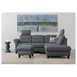 Sit & More Ecksofa SIT & MORE "Mellum L-Form", grau (dunkelgrau), B:253cm H:87cm T:212cm, 100% Polyester, Sofas, Federkern, wahlweise mit Bettfunktion, Stauraum und Armteilfunktion