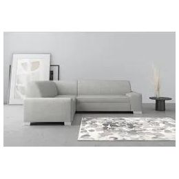 Ecksofa DOMO collection "Anzio L-Form" Sofas Gr. B/H/T: 259 cm x 85 cm x 191 cm, Chenille-Struktur, langer Schenkel rechts, Ohne Funktion-Mit Federkern, grau (hellgrau) Wahlweise mit Bettfunktion und Federkern