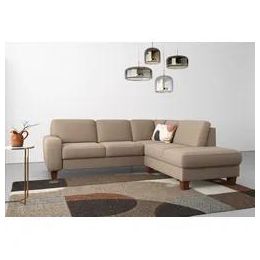 Ecksofa Home Affaire "Vision L-Form" Sofas Gr. B/H/T: 240cm x 90cm x 215cm, Easy care, Ottomane rechts, ohne Bettfunktion-ohne Stauraum, grau (taupe) wahlweise mit Bettfunktion und Stauraum, auch in Easy Care-Bezug